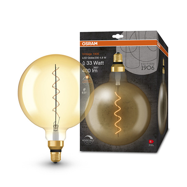 Osram LED lamp E27 | Globe G200 | Vintage 1906 Spiral | Goud | 2200K | Dimbaar 4.8W (33W) Osram ...